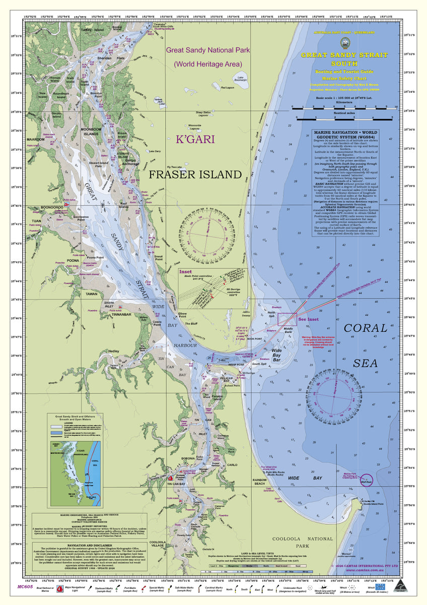 QLD Boating, Fishing, Camtas Marine Safety Chart - GREAT SANDY STRAIT ...