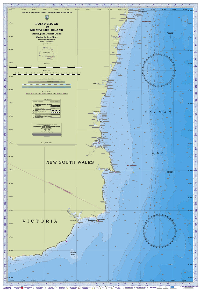 VIC-NSW Boating, Fishing, Marine Safety Chart PT HICKS to MONTAGUE IS ...