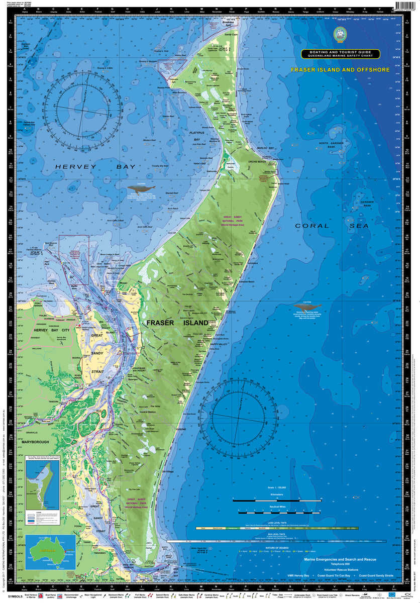 QLD Boating, Fishing, Camtas Marine Safety Chart - FRASER ISLAND and O ...
