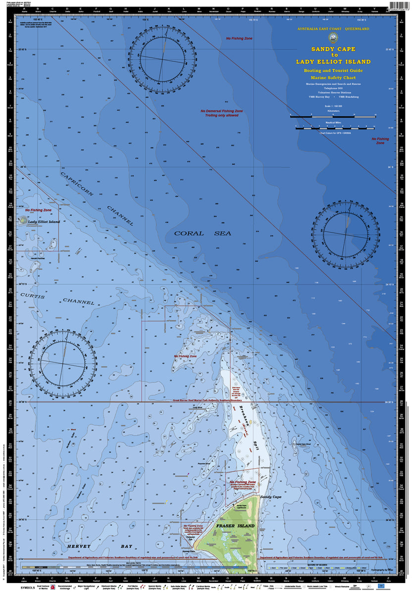 QLD Boating, Fishing, Camtas Marine Safety Chart - SANDY CAPE to LADY ...